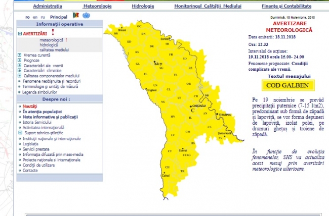 Avem cod galben valabil in toata tara. Anuntul facut de meteorologi ...