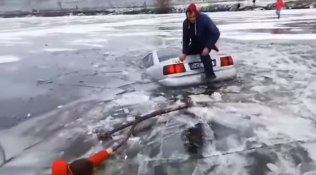 Isprava soferului care a ajuns cu masina intr-un lac inghetat a ajuns ...