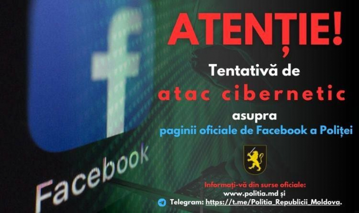 Atac cibernetic asupra paginii oficiale de Facebook a Politiei: „Va indemnam sa nu accesati link ...