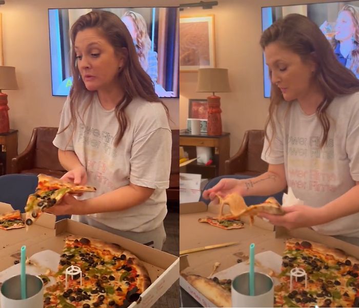 Cum mananca Drew Barrymore pizza. „Ma simt chiar vinovata” - VIDEO