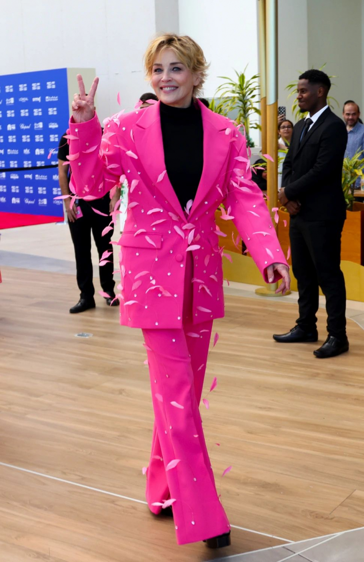 Sharon Stone, spectaculoasa in fuchsia, la 64 ani! A socat cu gestul ei ...