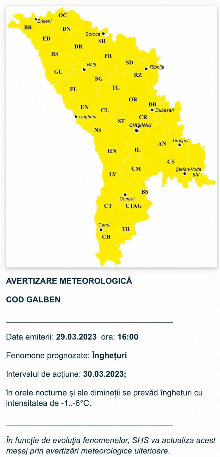 ULTIMA ORA. COD GALBEN de ingheturi pe intreg teritoriul tarii. Anuntul ...